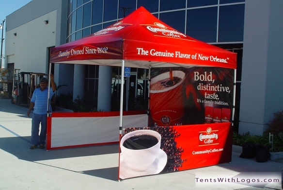 10 x 10 Pop Up Tent | Community Coffee | www.TentsWithLogos.com